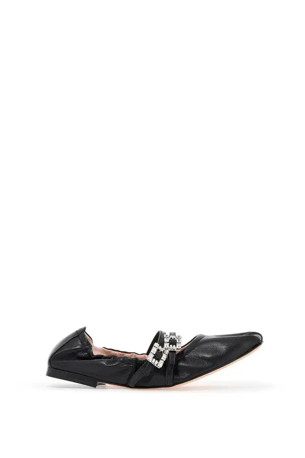 ROGER VIVIER Leather Ballerinas With Crystal Buckled Belts
