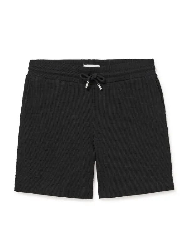 Mr P. Straight-leg Ribbed Cotton-jersey Shorts - Black