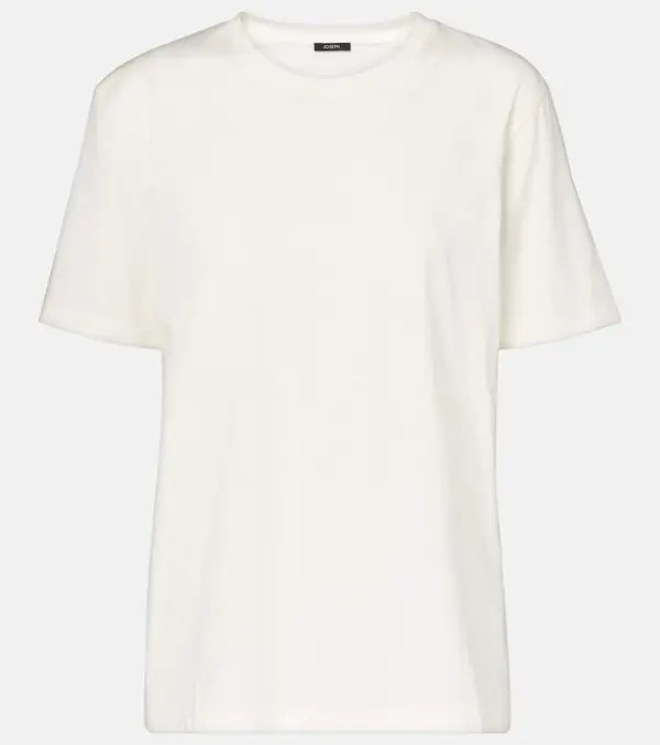 JOSEPH Crewneck Cotton And Silk T-shirt - White