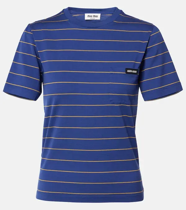 Miu Miu Striped Cotton Jersey T-shirt