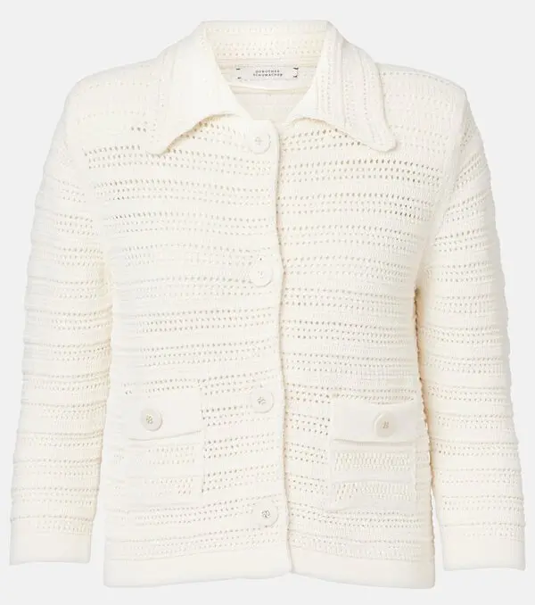 Dorothee Schumacher Precise Pointelle Cotton-blend Cardigan - White