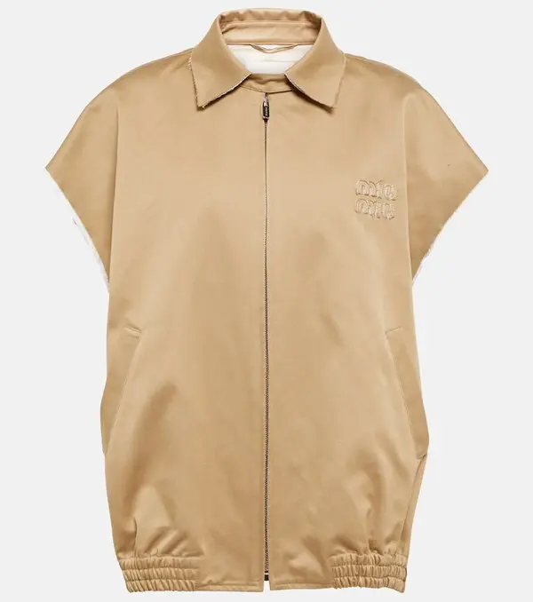 Miu Miu Zip-up Cotton Twill Vest