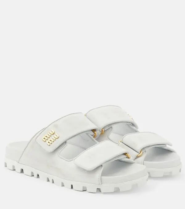 Miu Miu Distressed Leather Sandals