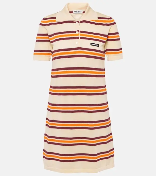 Miu Miu Striped Cotton And Silk Minidress