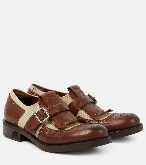 Miu Miu Shanghai Leather And Canvas Shoes