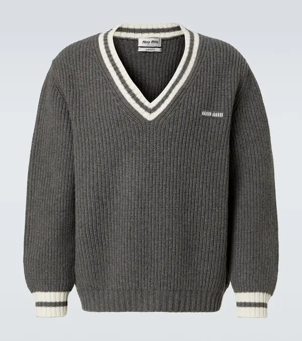 Miu Miu Ribbed-knit Wool And Cashmere Sweater