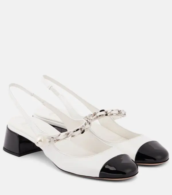 Miu Miu Patent Leather Slingback Pumps - White
