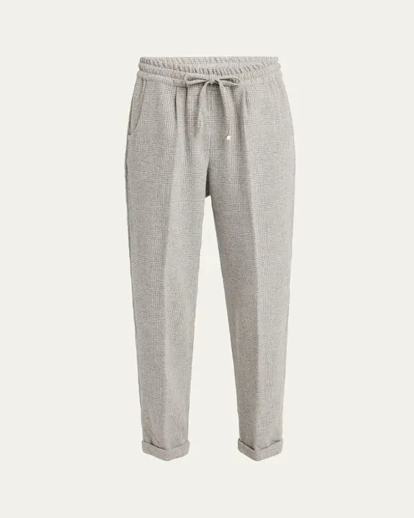 Kiton Prince Of Wales Drawstring Wool Cashmere Pants