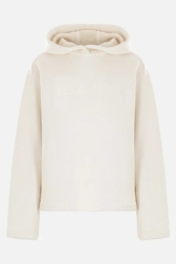 Max Mara Hooded Cotton-blend Jersey Sweatshirt - White