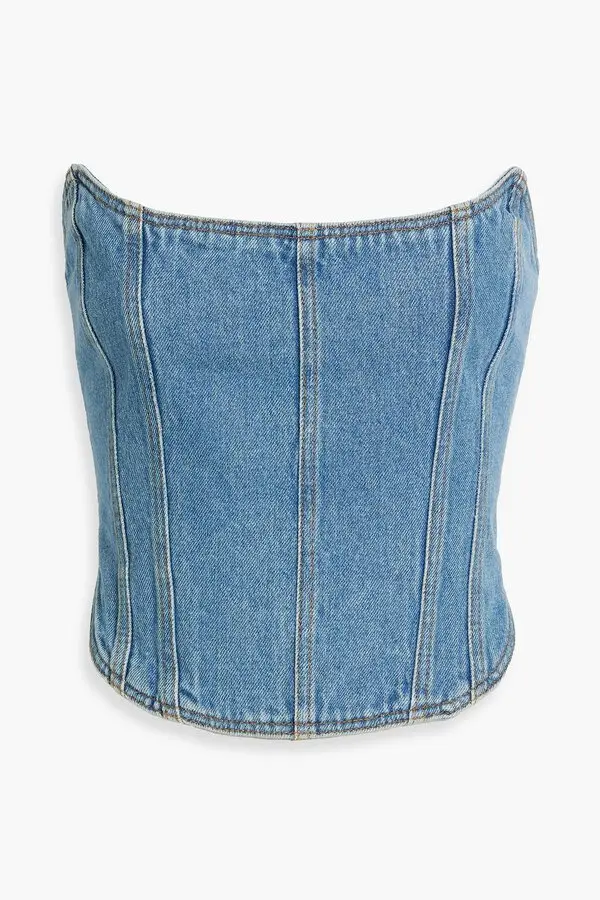 Magda Butrym Strapless Denim Bustier Top - Mid Denim