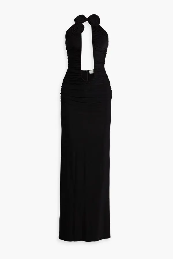 Magda Butrym Strapless Floral-appliquéd Cutout Stretch-jersey Gown