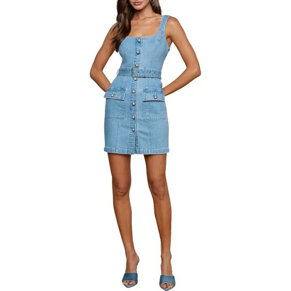 L'Agence Midy Belted Denim Minidress - Olvera