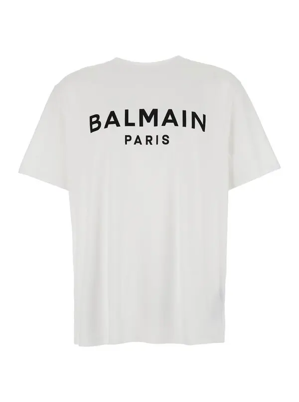 Balmain Crewneck T-shirt With Logo Lettering On The Front In Cotton