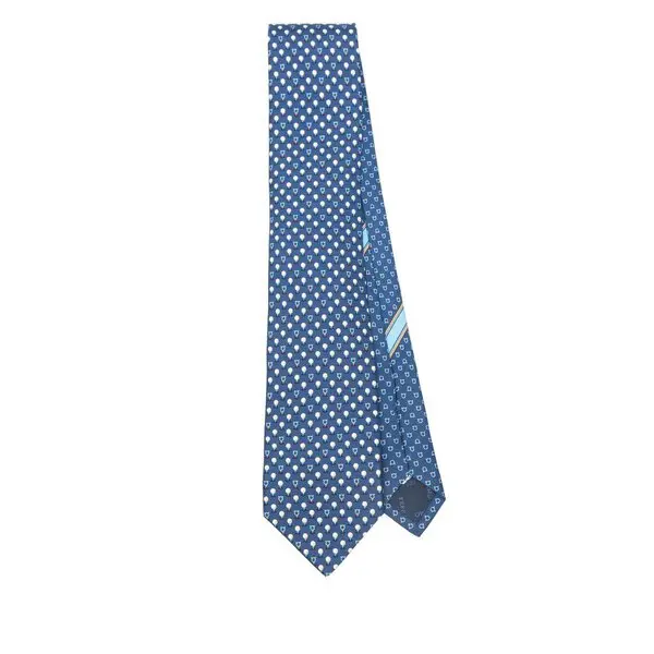 FERRAGAMO Gancini Silk Tie - Blue