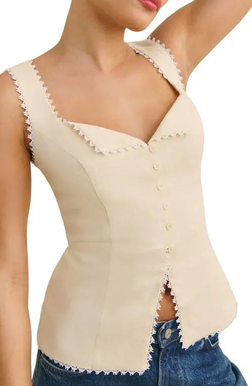 REFORMATION Viola Linen Tank - Sugar