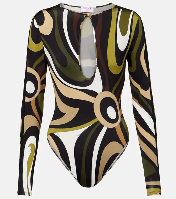 Emilio Pucci Marmo Printed Satin Bodysuit