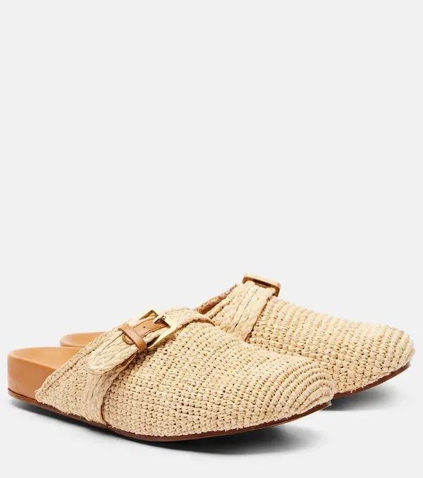Clergerie Quinta Raffia Mules - Beige