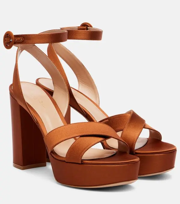 GIANVITO ROSSI Sabrina Satin Crêpe Platform Sandals - Brown