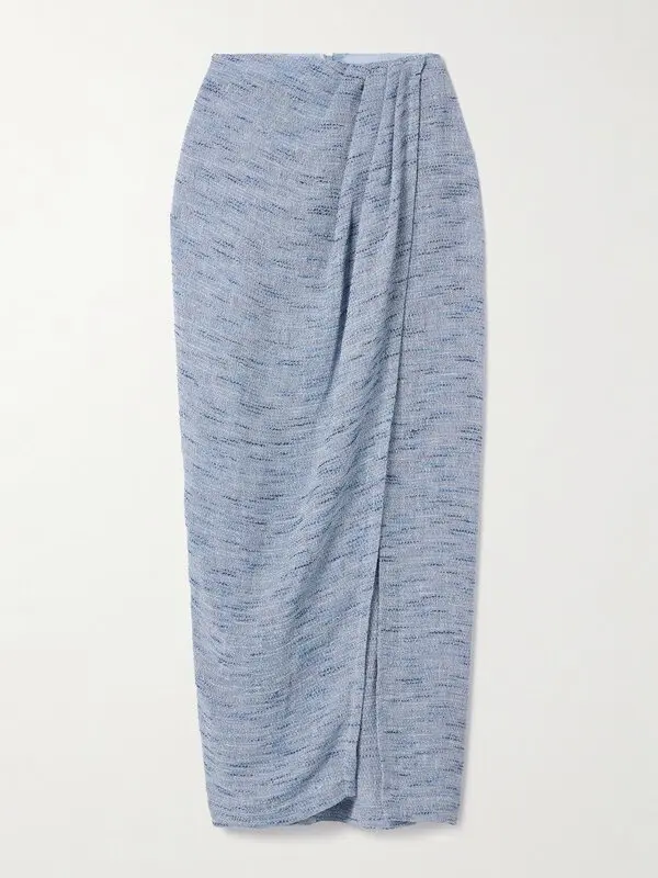 Lisa Marie Fernandez Pleated Striped Linen-blend Gauze Pareo - Blue