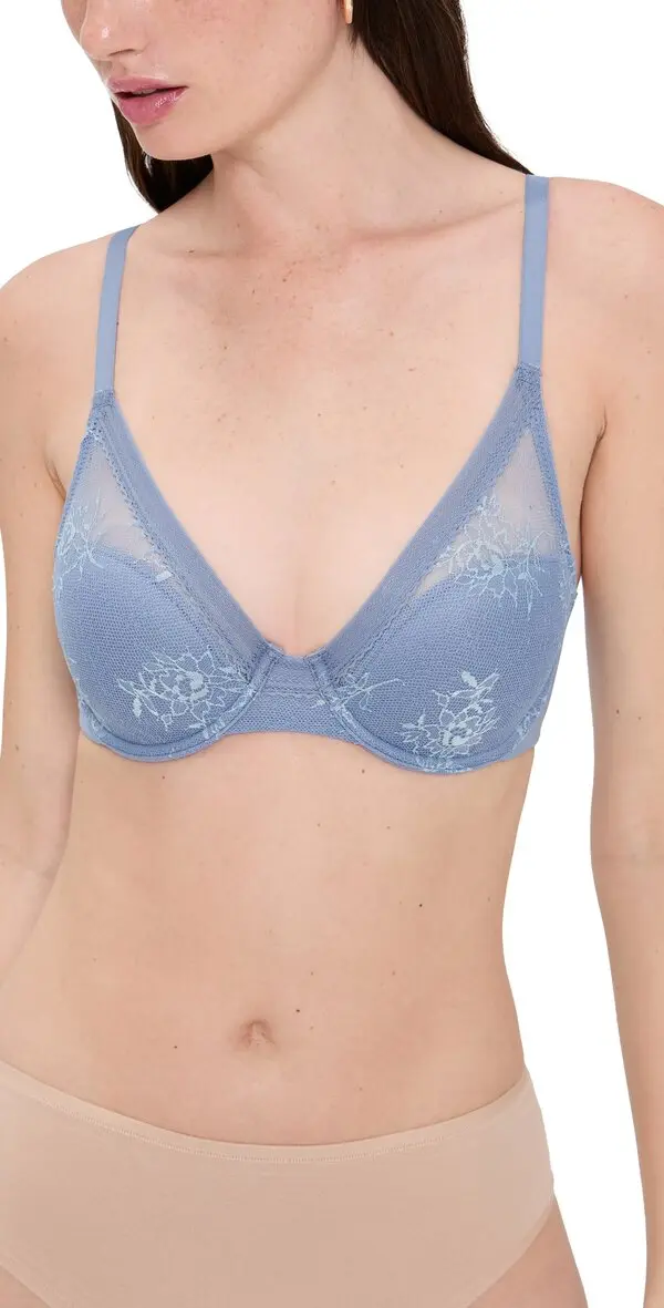 Natori Love Lace Full Coverage Plunge T-shirt Bra - Country Blue/minty