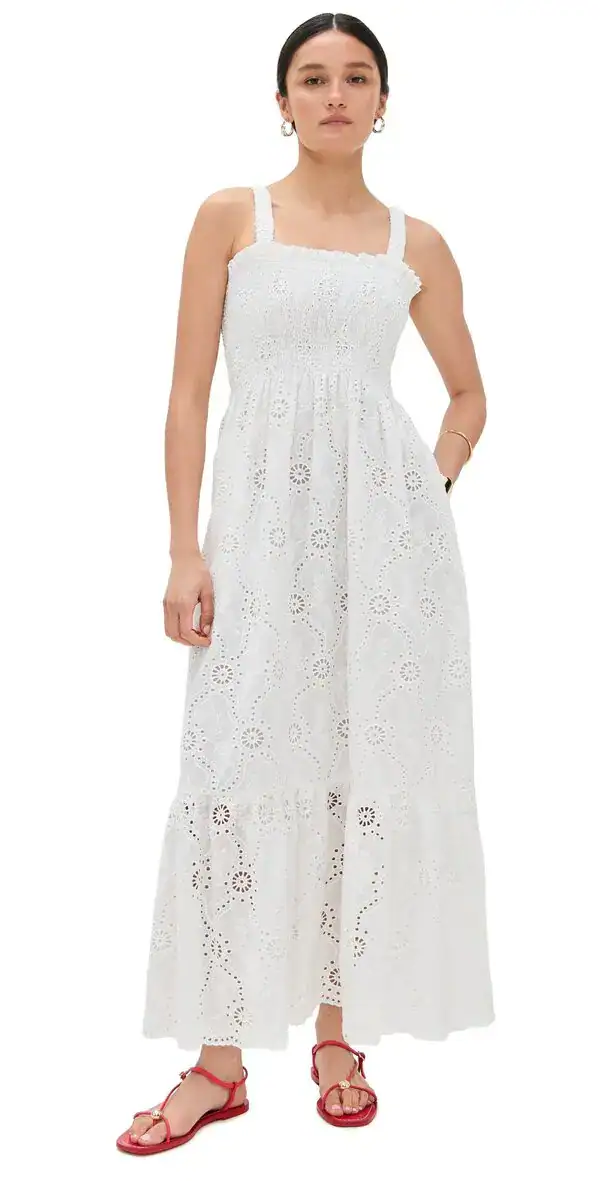 Hill House Home The Anjuli Nap Dress In White/Trellis Broderie - 70% Off |  Editorialist