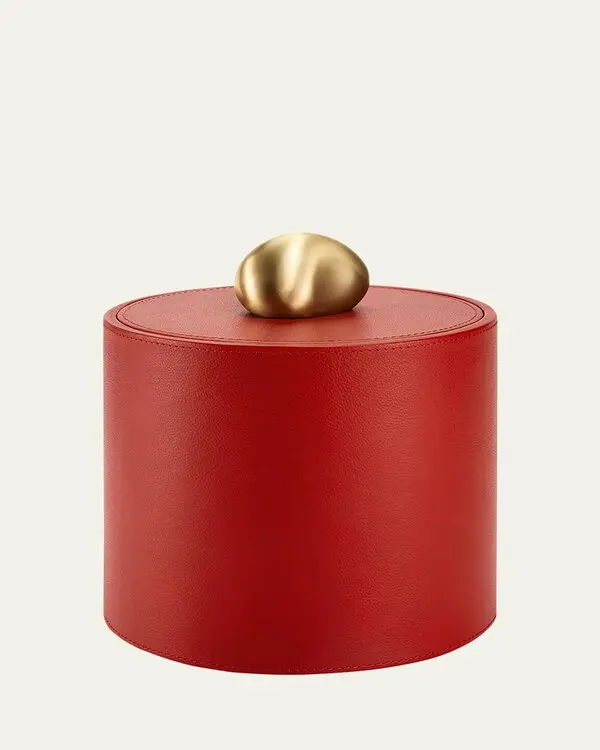 Assouline Pebble Tall Leather Trinket Box - One-color