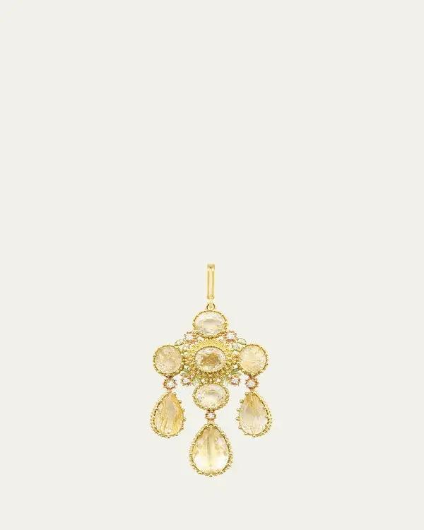 MELLERIO 18k Yellow Gold, Diamond, And Quartz Talisman Pendant