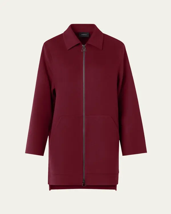 Akris Fabiola Double-face Cashmere Coat - Ruby Red