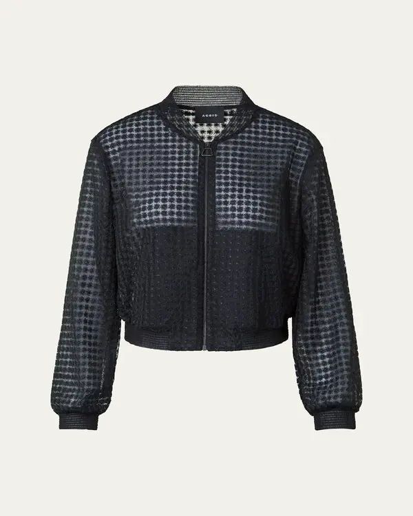 Akris Tulle Bomber Jacket With Flower Embroidery
