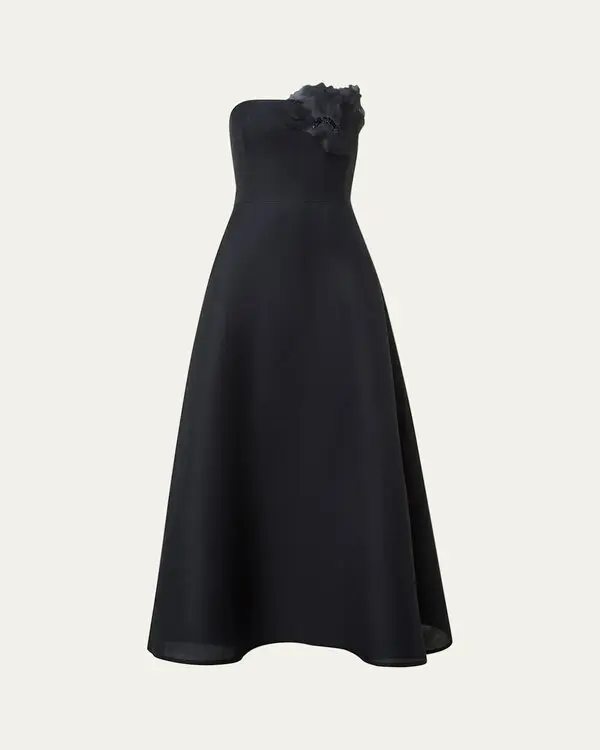Akris Flower Corsage Silk Organza Gown