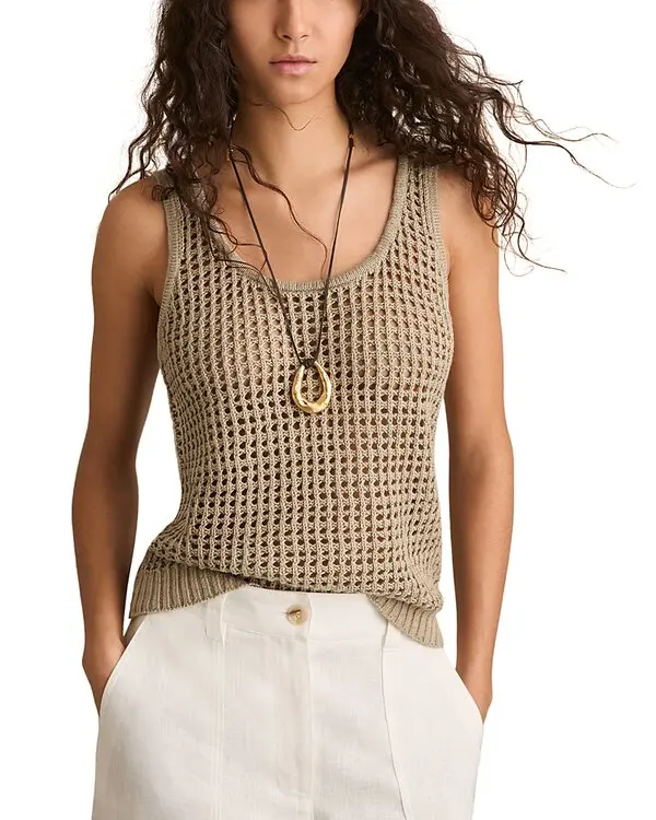 REISS Claudia Linen Knit Tank
