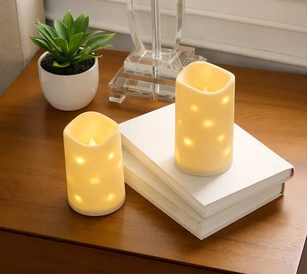 LIGHTSCAPES S/2 Flameless Indoor/outdoor Swirl Light Candles