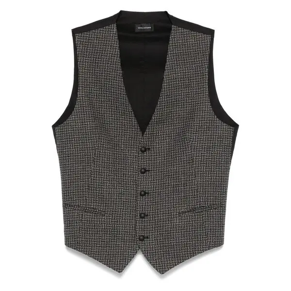 Tagliatore Check Patterned Waistcoat - Black