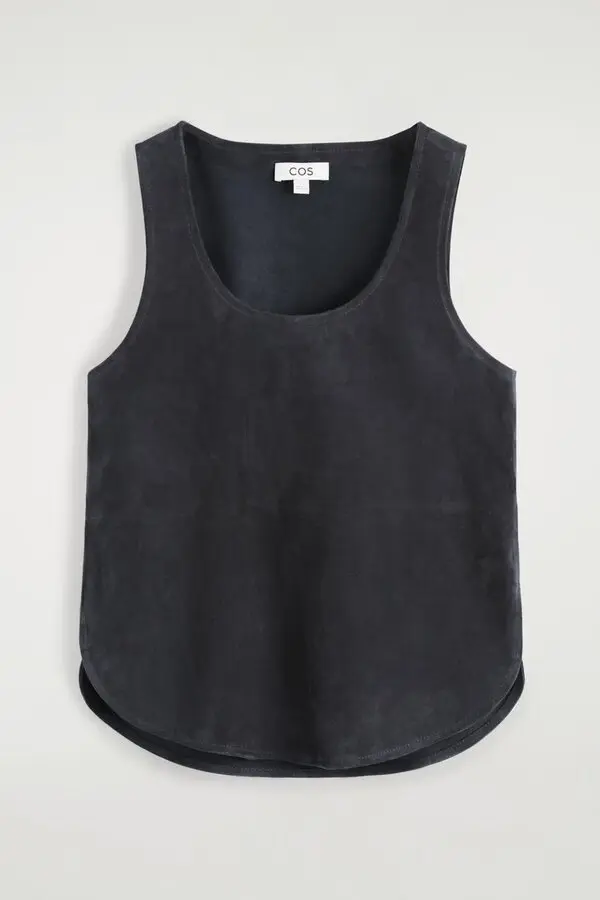 Cos Scoop-neck Suede Tank Top - Gray