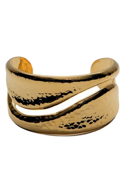 Argento Vivo Hammered Cut Out Cuff Bracelet - Gold