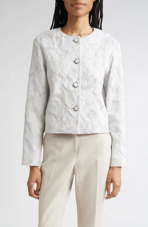 Lafayette 148 New York Speckled Glaze Jacquard Crop Jacket