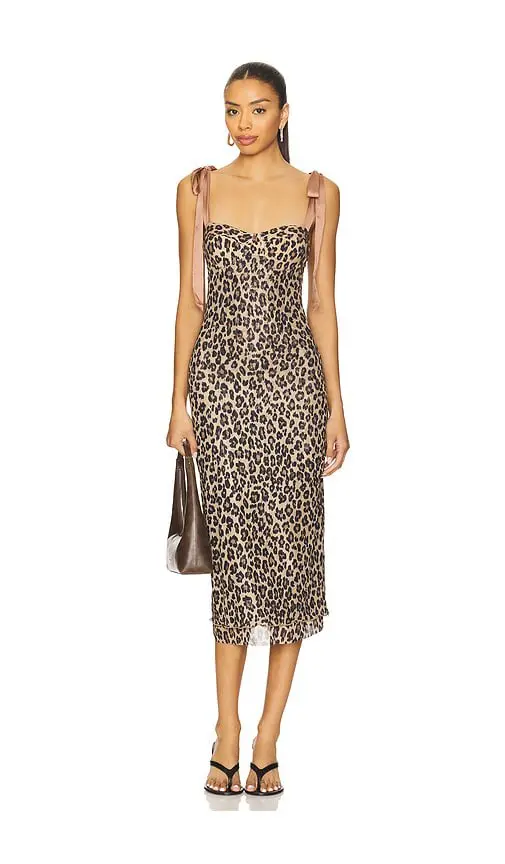 Free People Printed Got Glam Slip - Natural Cheetah Combo