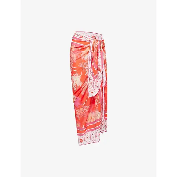 Seafolly Marbella Printed Cotton Sarong - Flame
