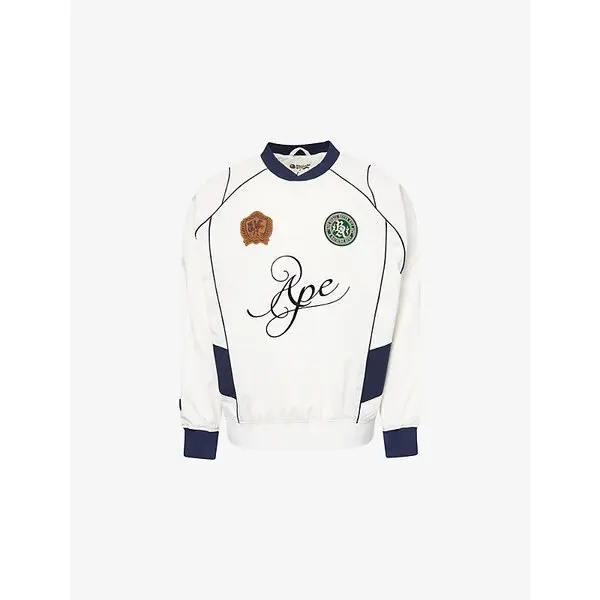 A BATHING APE Bape Multi Logo Relaxed-fit Woven Sweatshirt - White