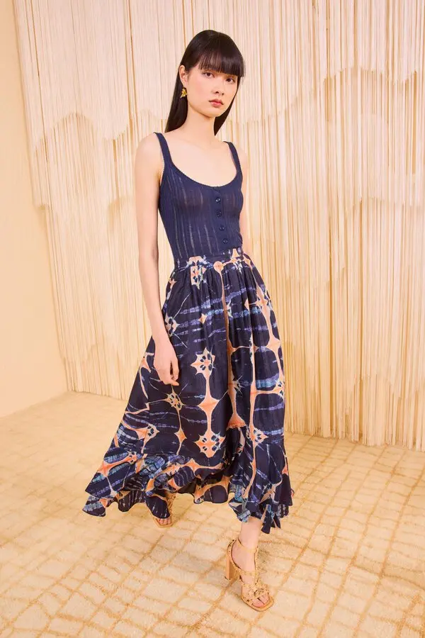 Ulla Johnson Mae High-low Shibori Print Skirt - Orion