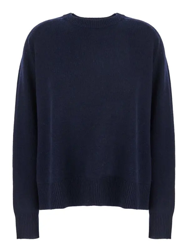 Soft Goat Cashmere Crewneck Sweater - Blue