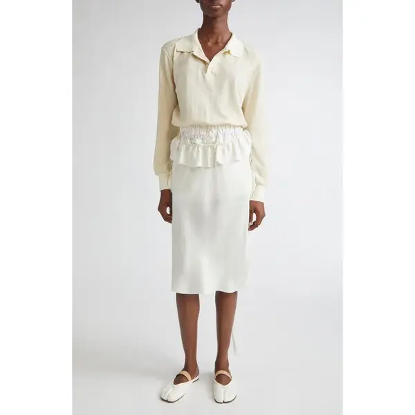 MAISON MARGIELA Midi Dress With Bow Detail - Sand And Healing Aloe