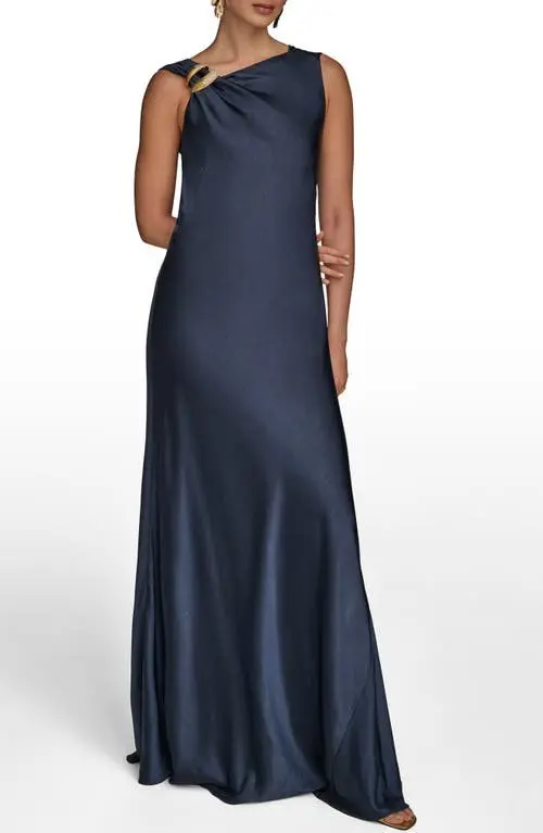 Donna Karan New York Asymmetric Cowl-back Satin Gown