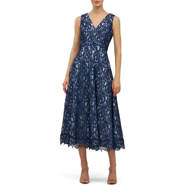 KAY UNGER Danielle Sleeveless Lace A-line Dress