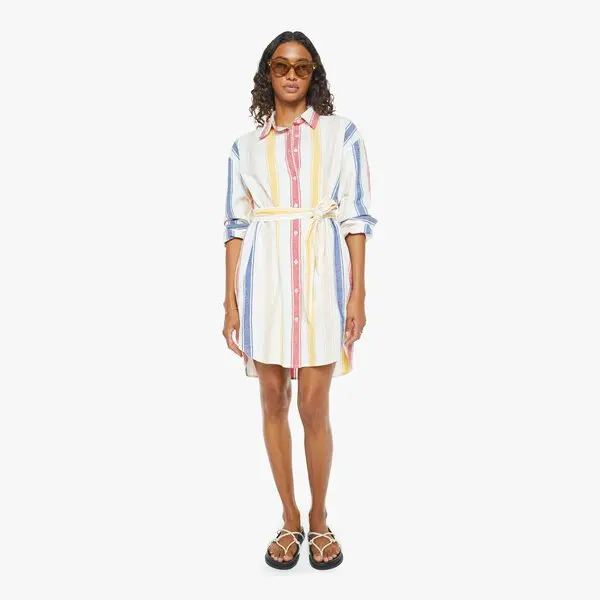 MOTHER The Roomie Frenchie Striped Shirt Dress