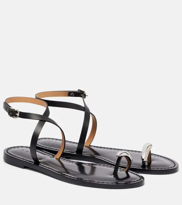 AMANU Kigali Embellished Leather Sandals - Black