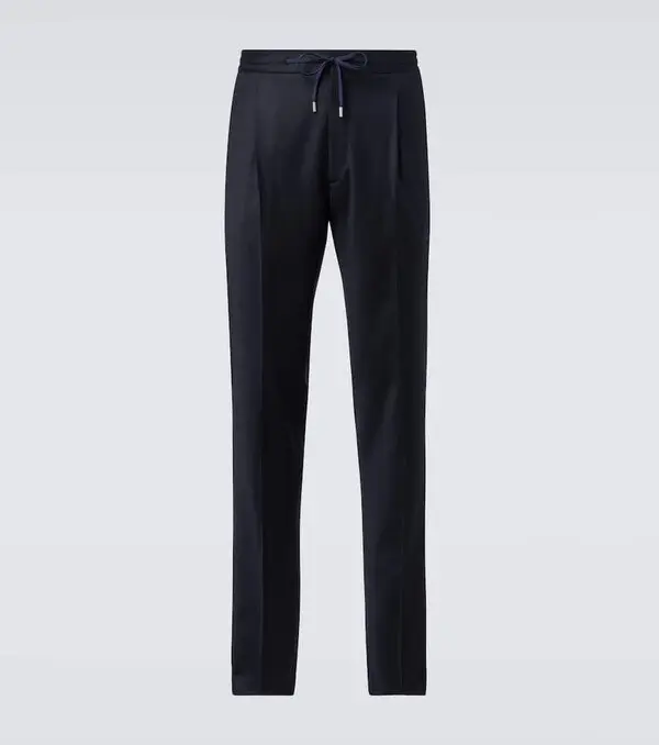 LARDINI Wool And Cashmere Straight Pants - Blue