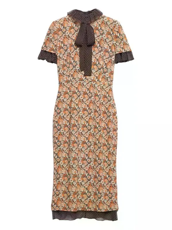 Prada Floral Print Dress - Orange