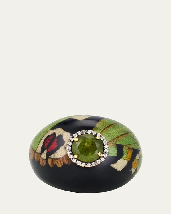 SILVIA FURMANOVICH 18k Yellow Gold Marquetry Ring With Diamond And Peridot