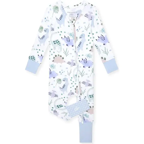 POSH PEANUT Print Convertible Fitted Footie Pajamas - Beige